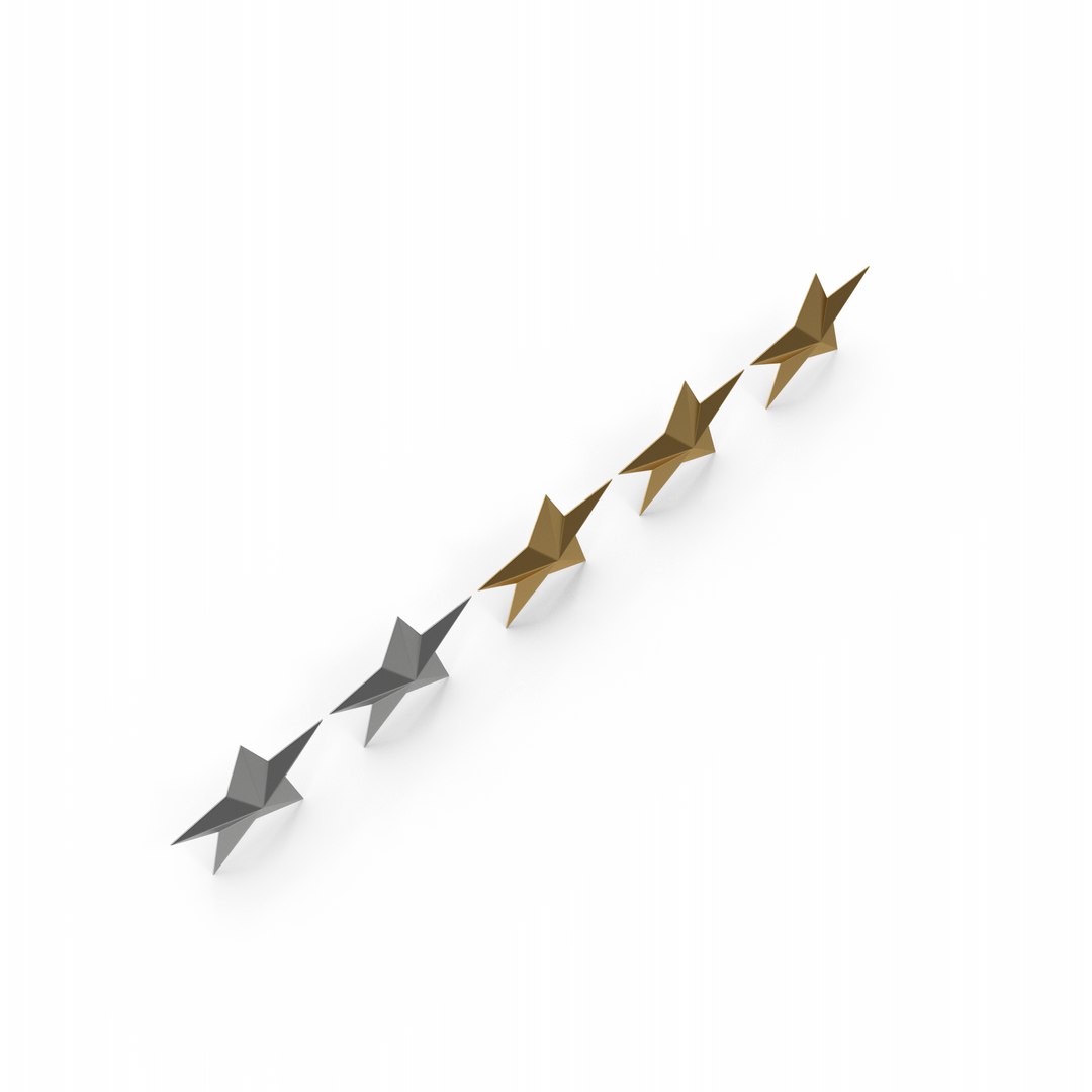 Gold Three Stars Rating 3D Model - TurboSquid 2113442
