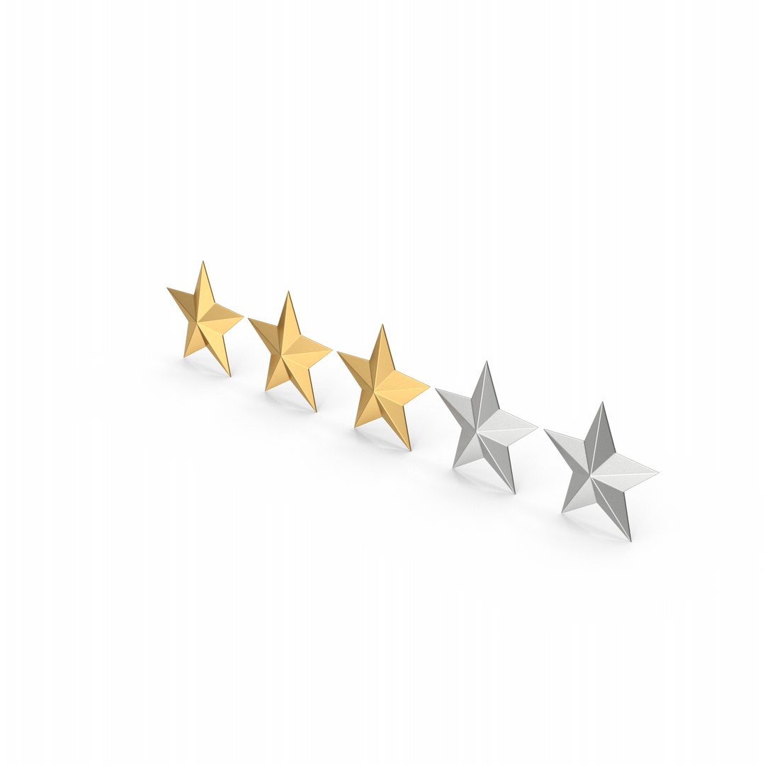 Gold Three Stars Rating 3D Model - TurboSquid 2113442