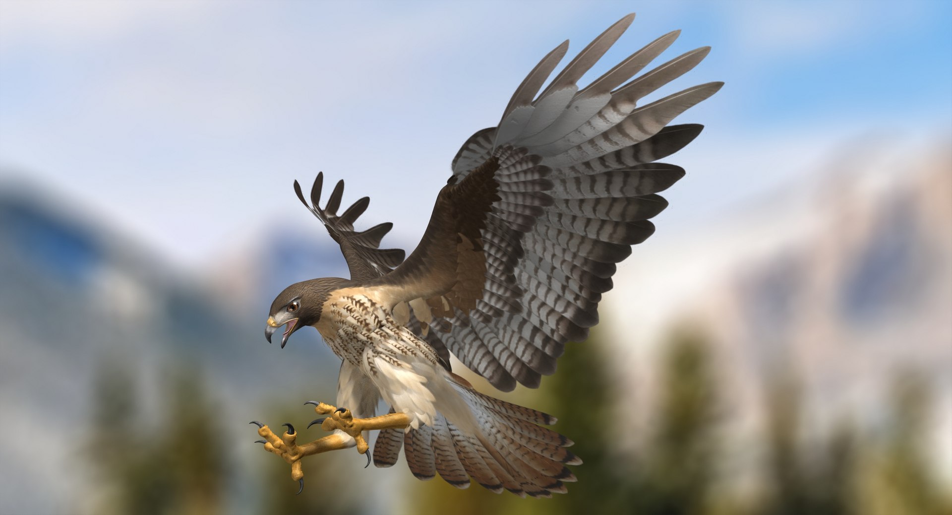 3D Model Rigged Red-tailed Hawk Tail - TurboSquid 1216250