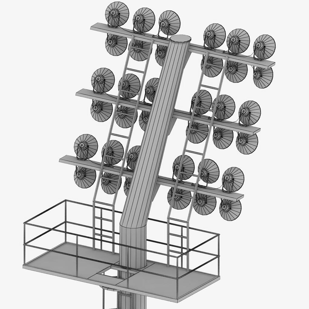 3d Model Rounded Stadium Lights