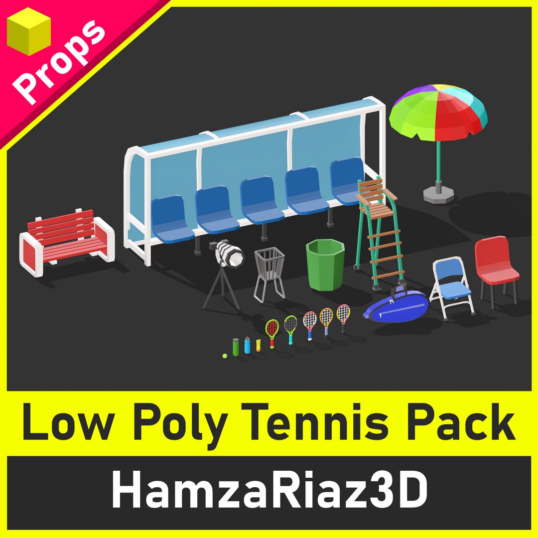 Low Poly Tennis Pack - Props 3D Model - TurboSquid 2115501
