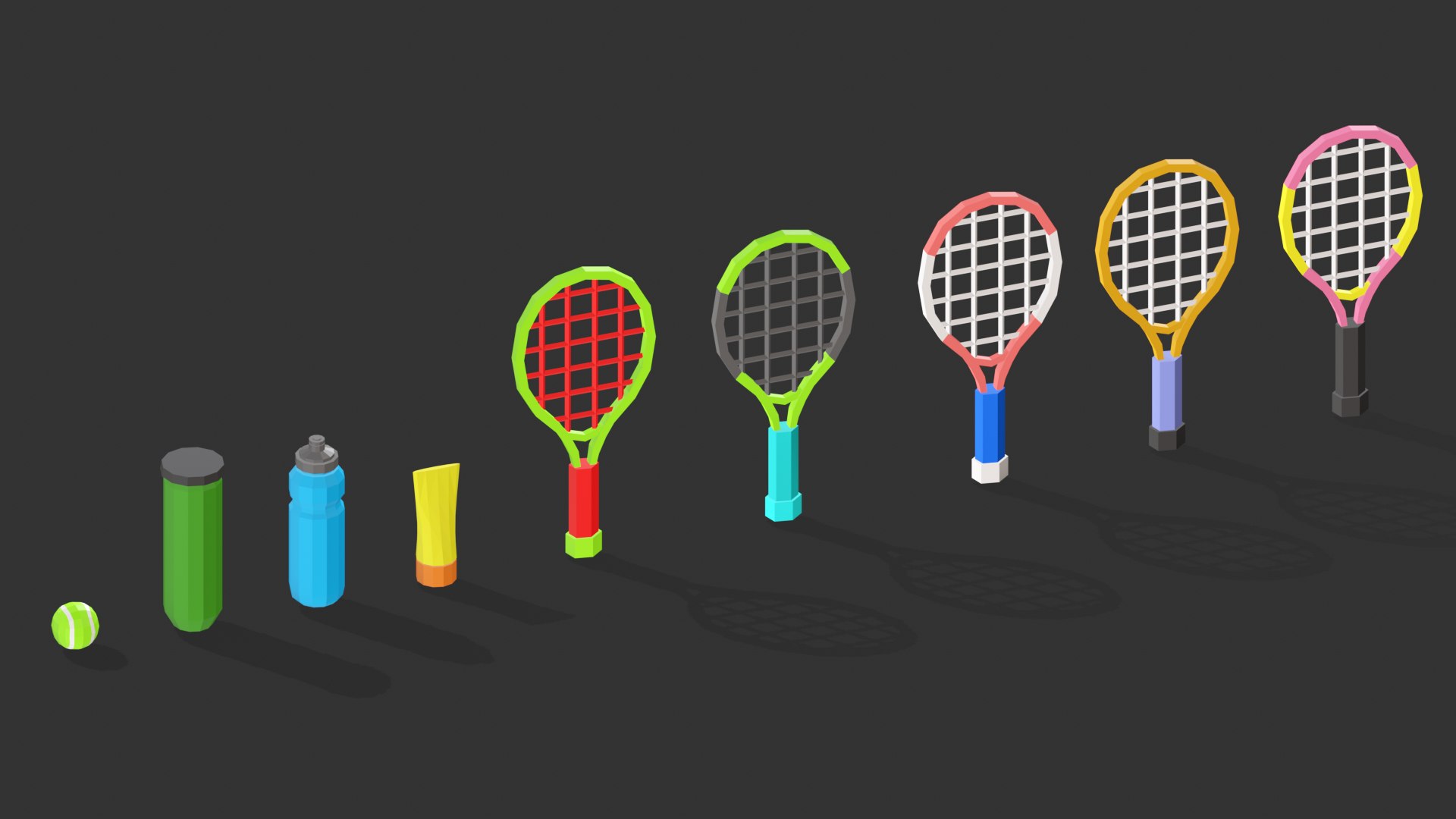 Low Poly Tennis Pack - Props 3D Model - TurboSquid 2115501