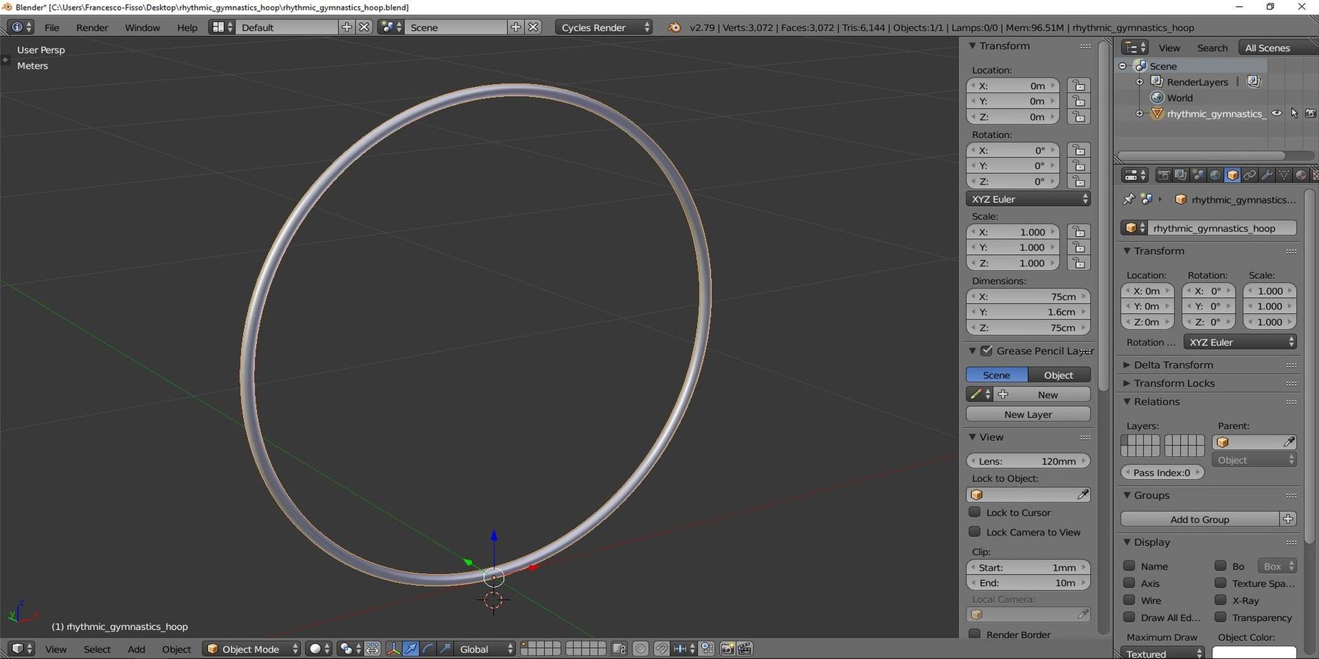 Rhythmic gymnastics hoop 3D - TurboSquid 1414979