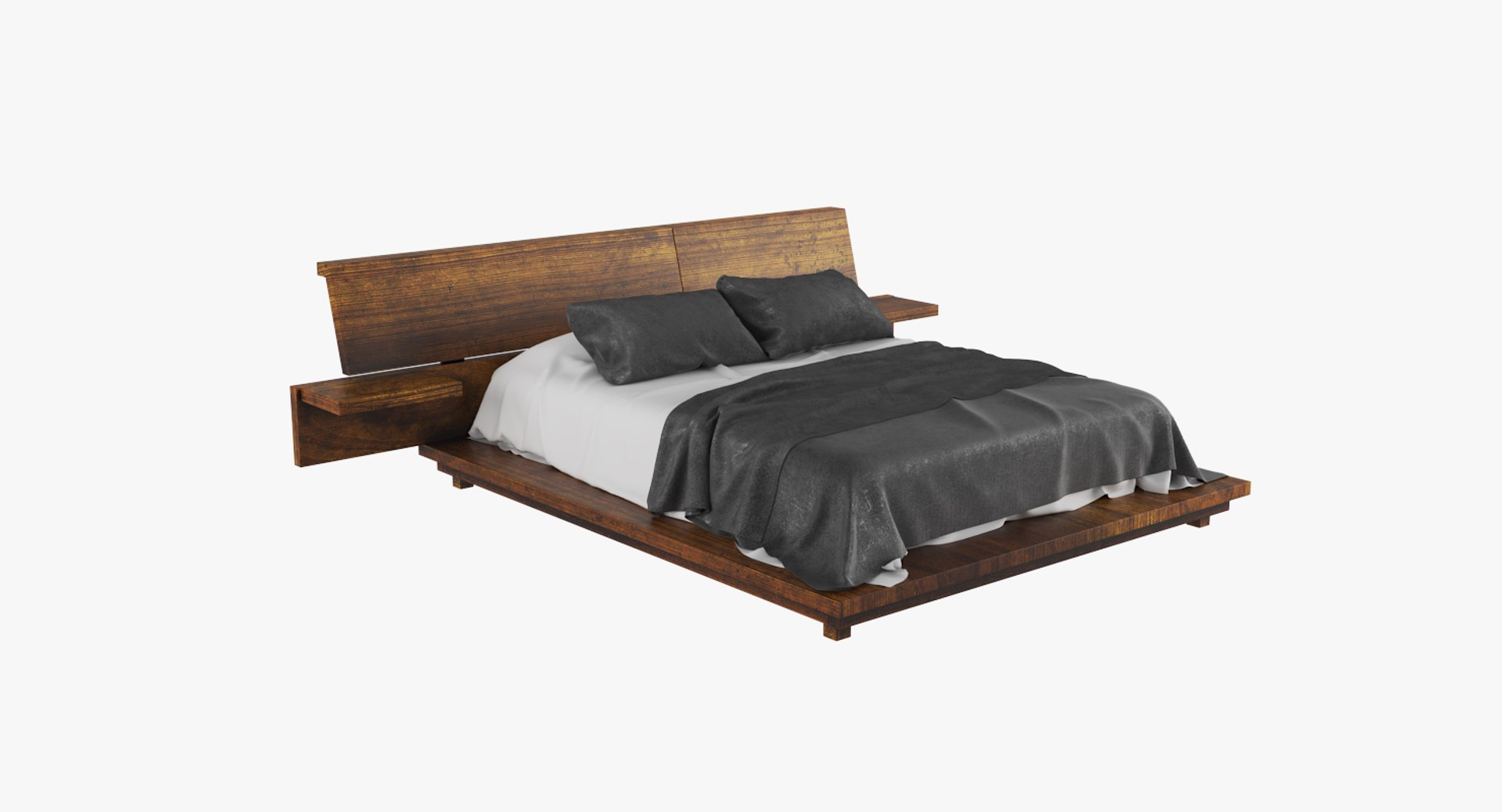 3D wood bed v1 model - TurboSquid 1409307
