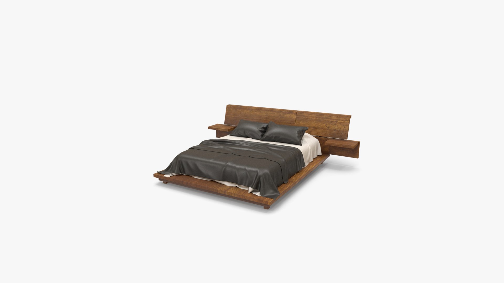3D Wood Bed V1 Model - TurboSquid 1409307