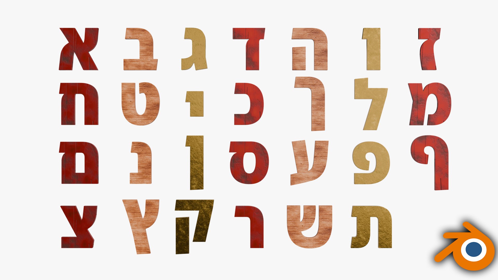 3D Hebrew Alphabet In Low And High Poly - TurboSquid 2326116