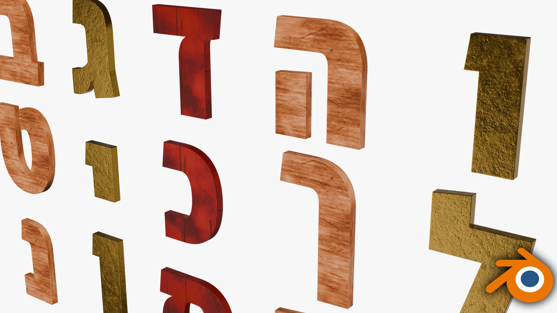 3D Hebrew Alphabet In Low And High Poly - TurboSquid 2326116