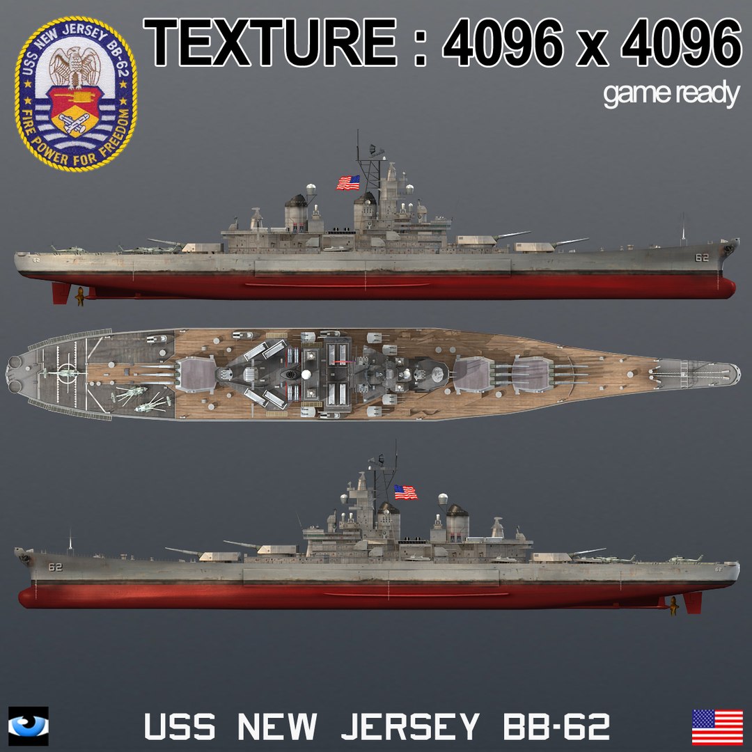 Uss New Jersey 3D Model - TurboSquid 1316331