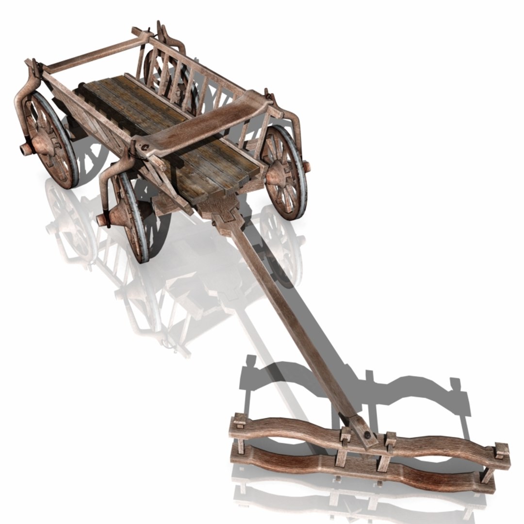 3d Rustic Bull Wagon Model