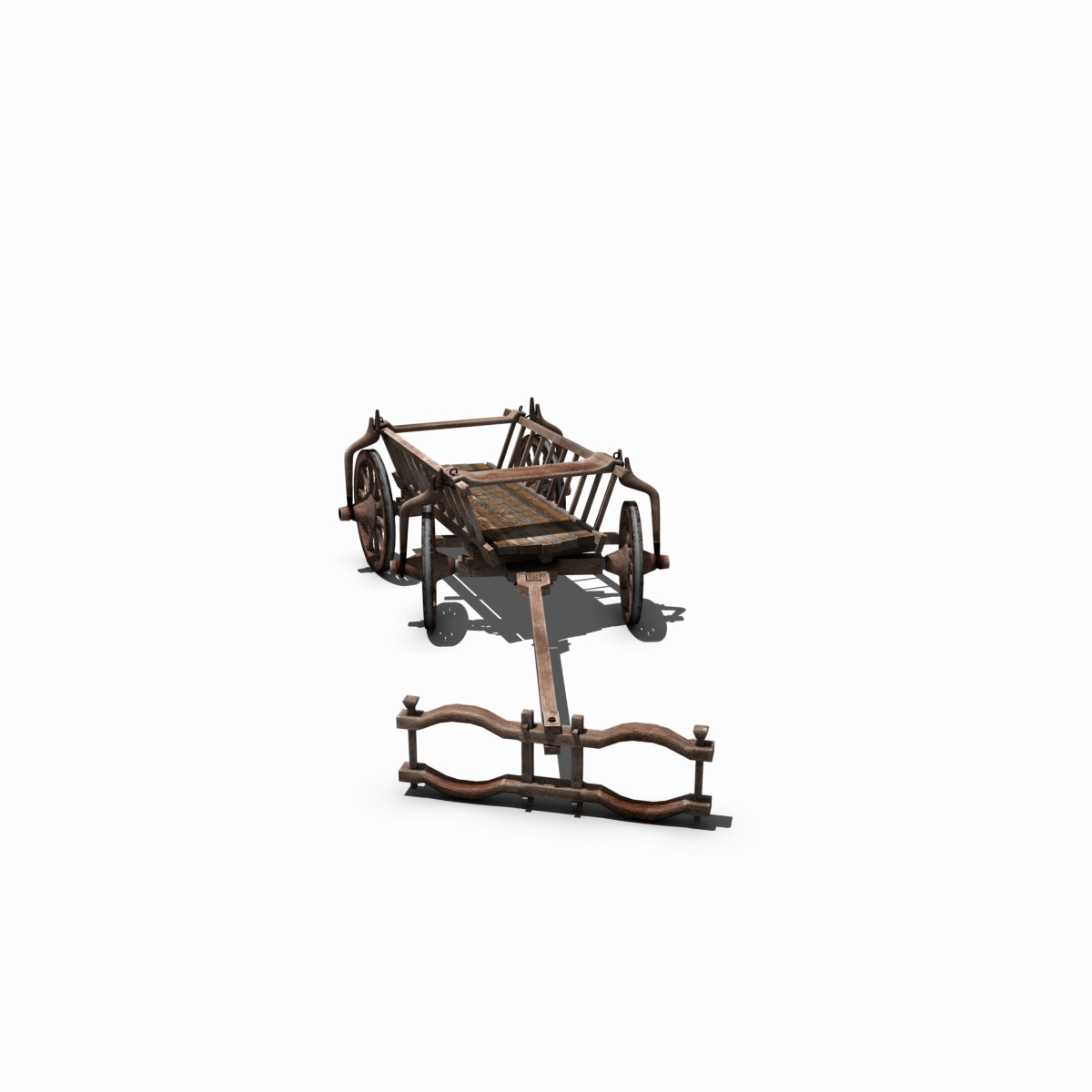 3d rustic bull wagon model