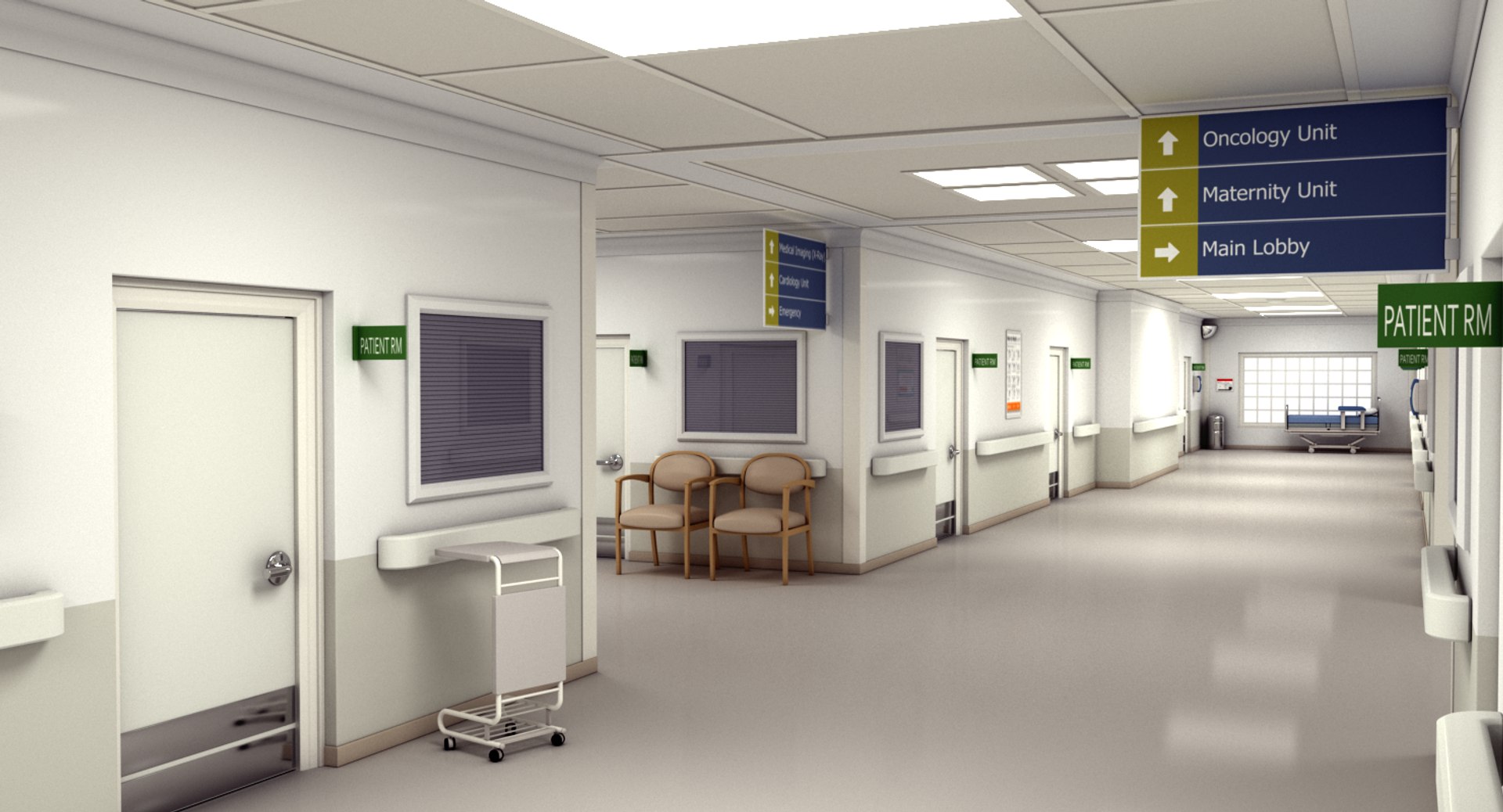 3D modular hospital hallway model - TurboSquid 1453996