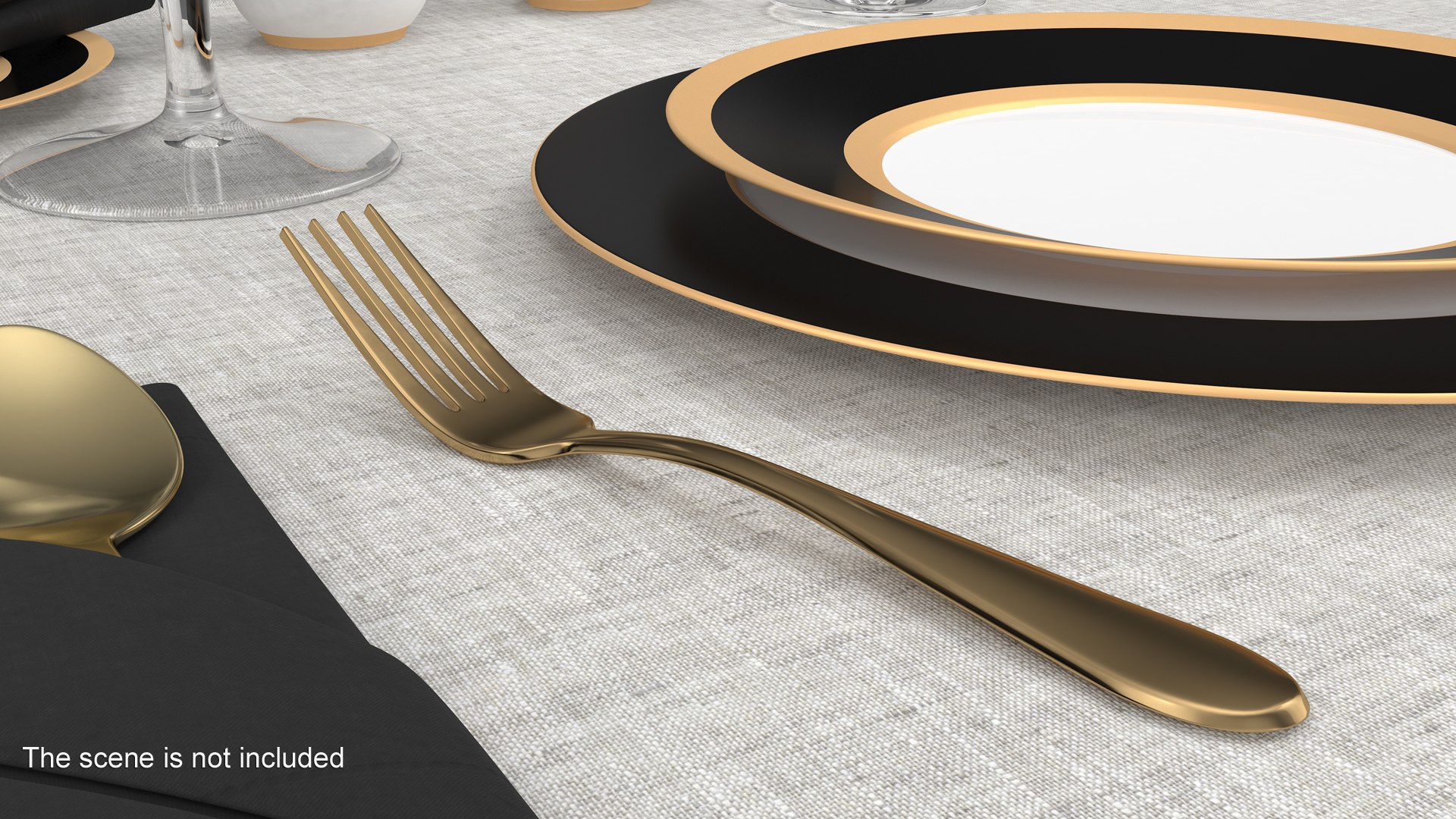 Golden Dessert Fork 3D - TurboSquid 2040319