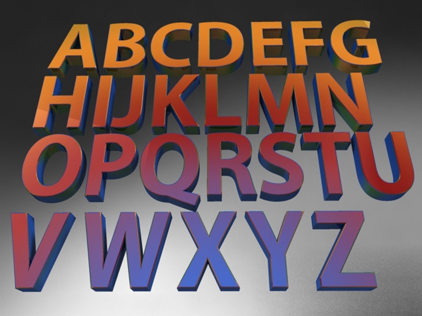 3d Model Alphabet Light Scene Colour