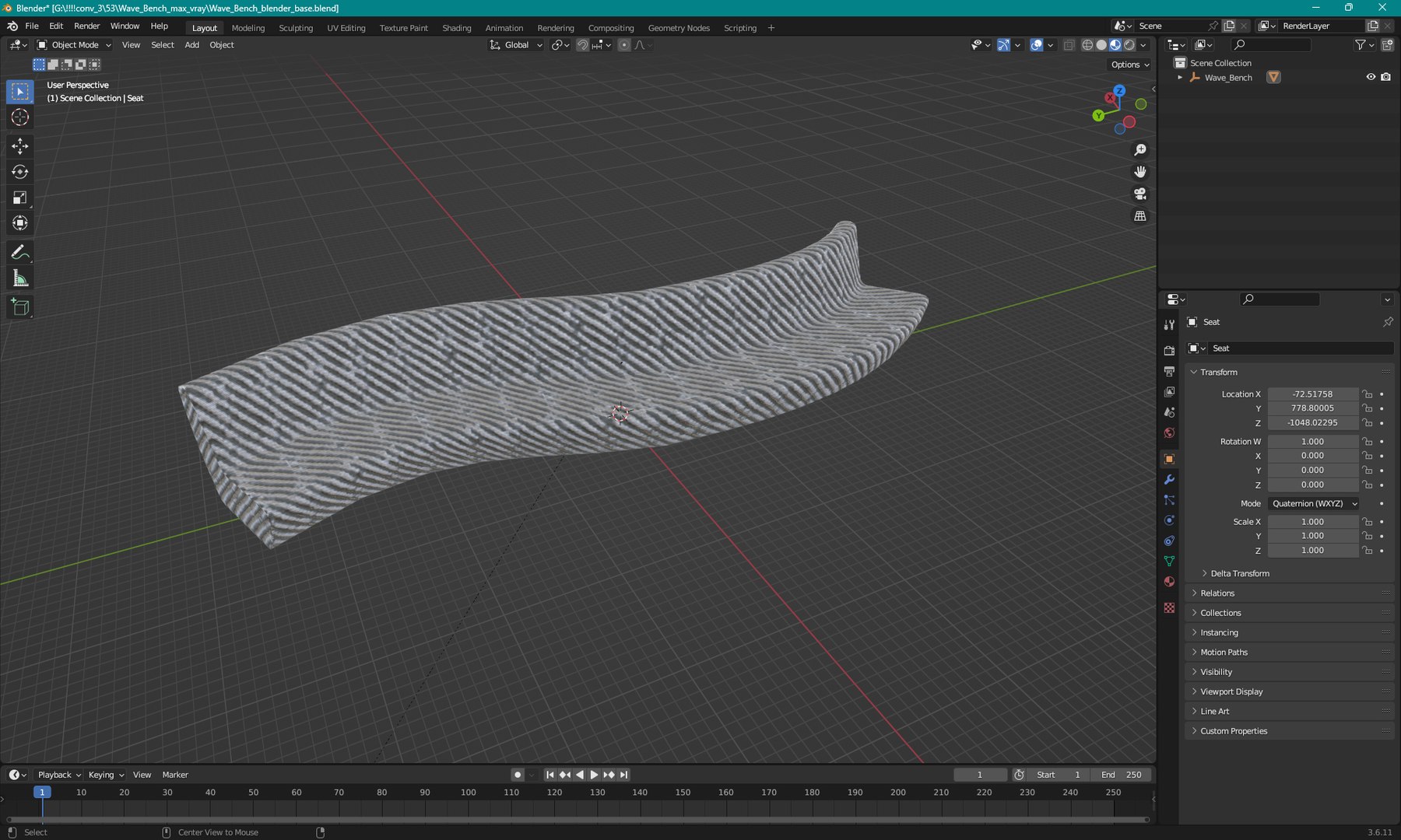 Wave Bench 3D Model - TurboSquid 2309995