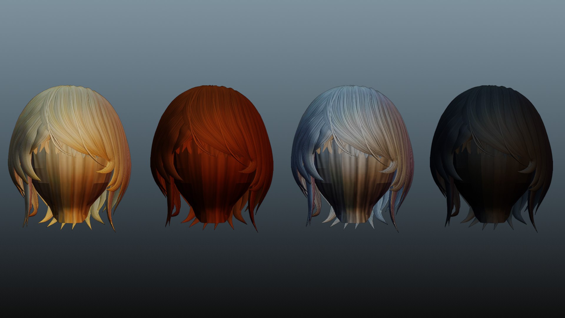 Female Hair 4 Colors 3D Model - TurboSquid 2198646
