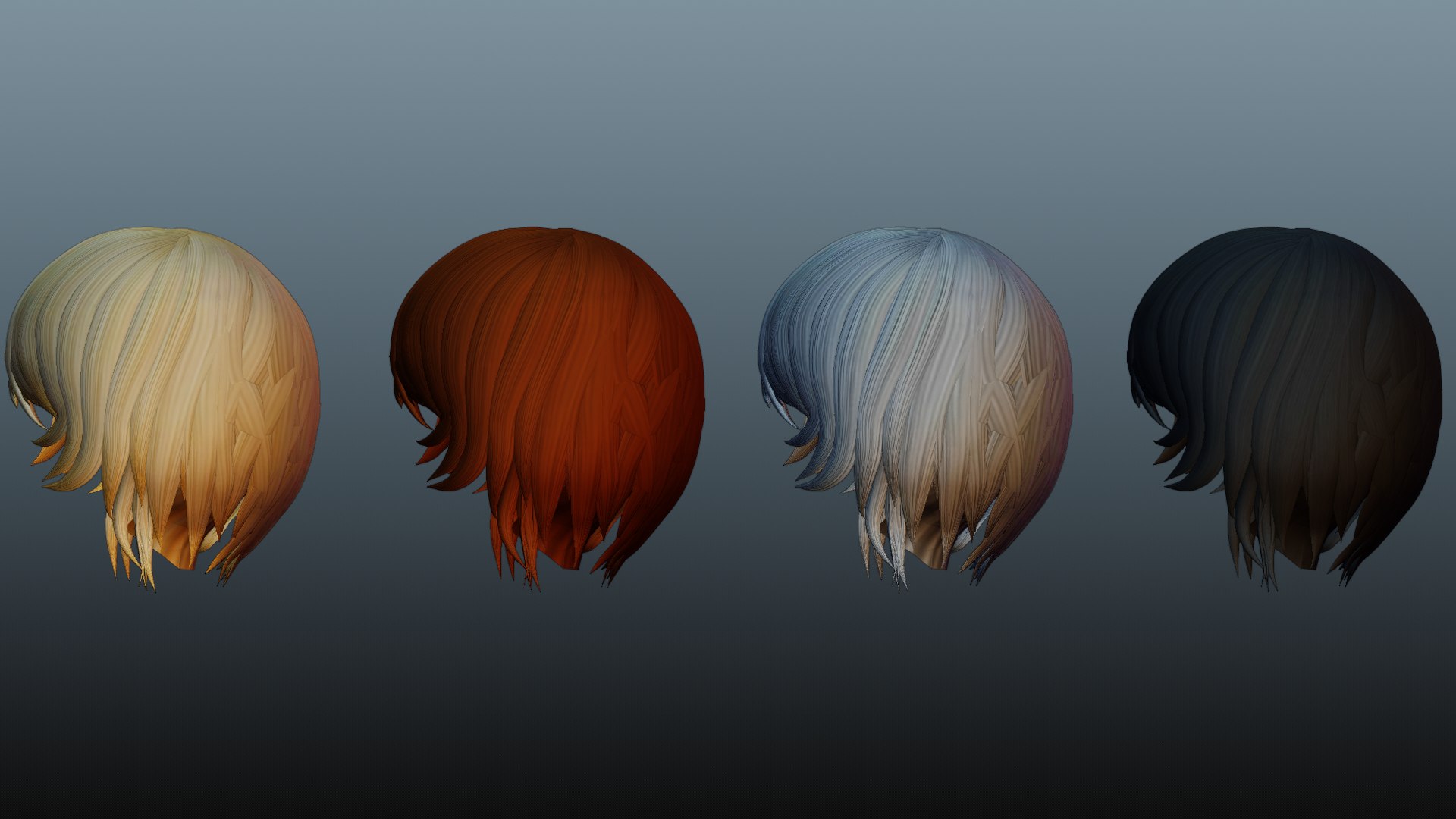 Female Hair 4 Colors 3D Model - TurboSquid 2198646
