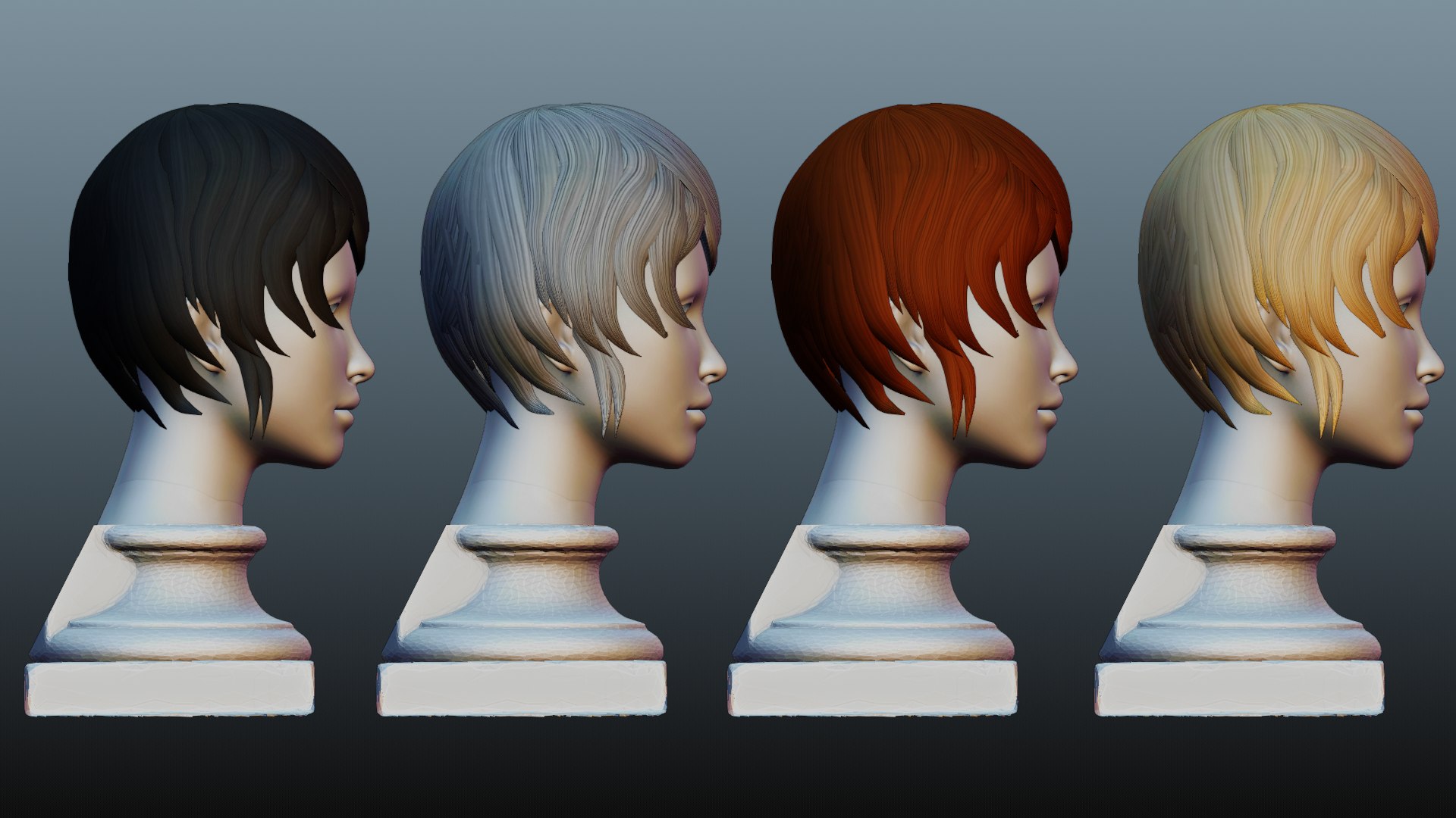 Female Hair 4 Colors 3D Model - TurboSquid 2198646