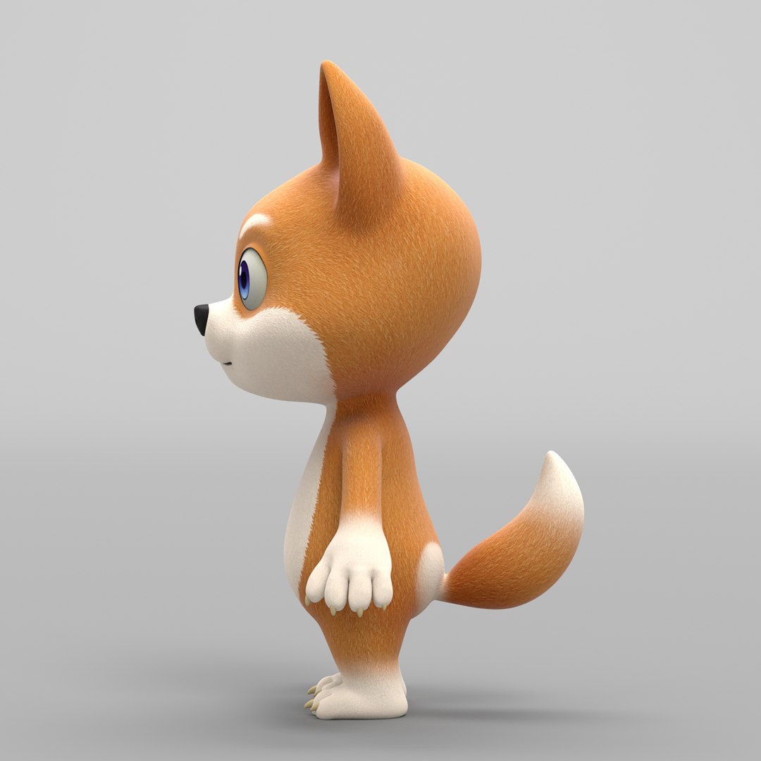 3D Dog Cartoon Character Modeling Textures Model - TurboSquid 2142526