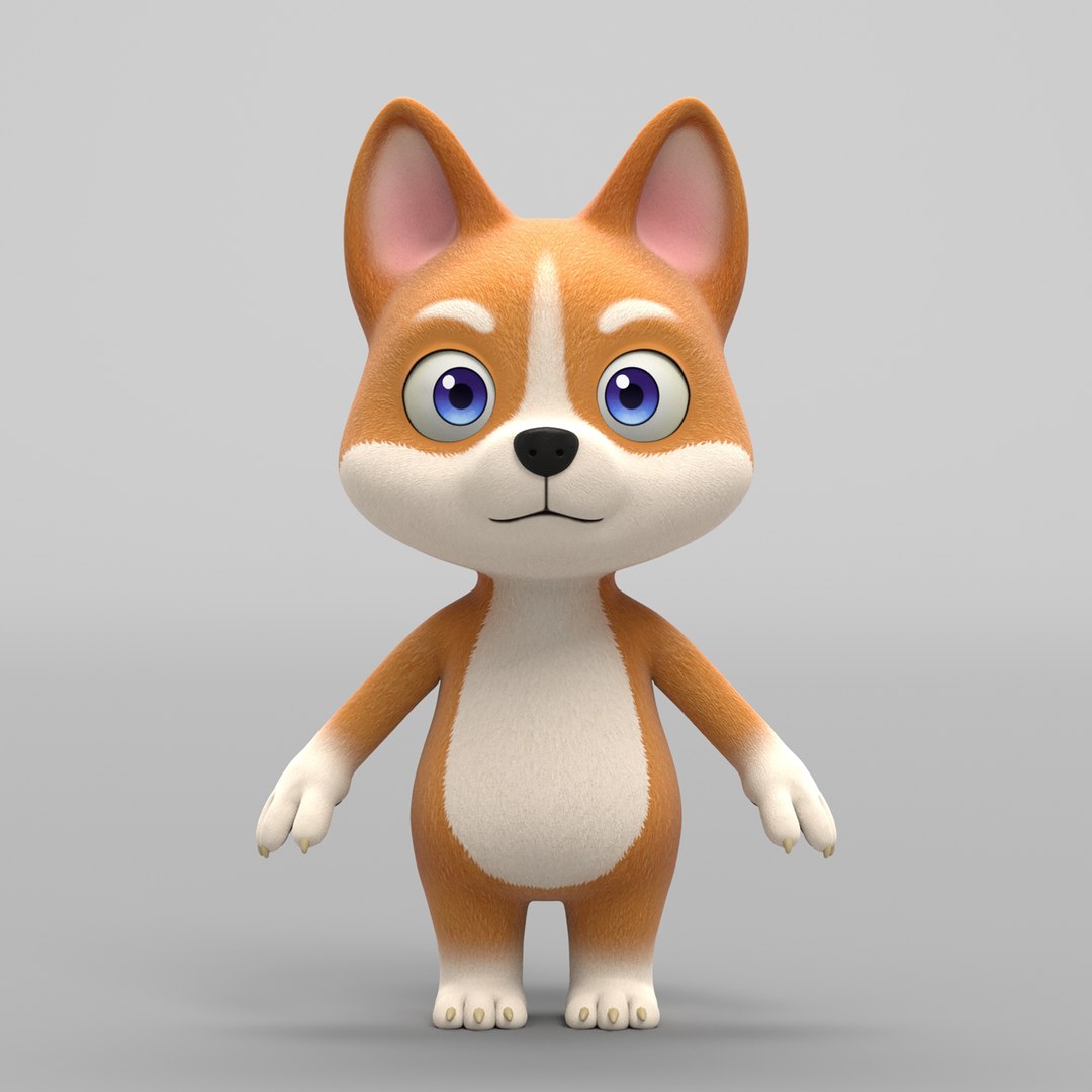 3D Dog Cartoon Character Modeling Textures Model - TurboSquid 2142526