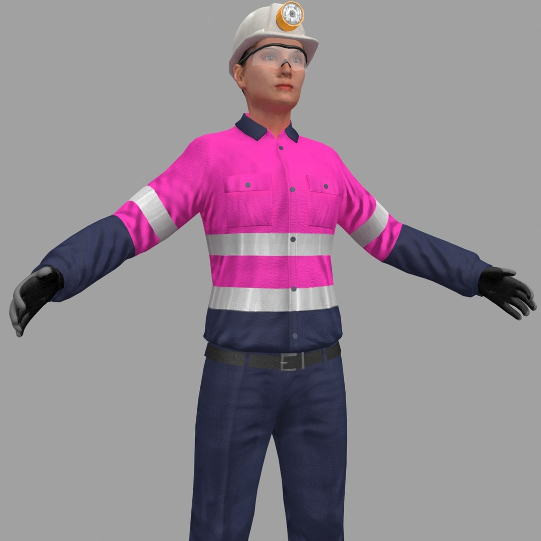 Female miner worker 3D - TurboSquid 1355841