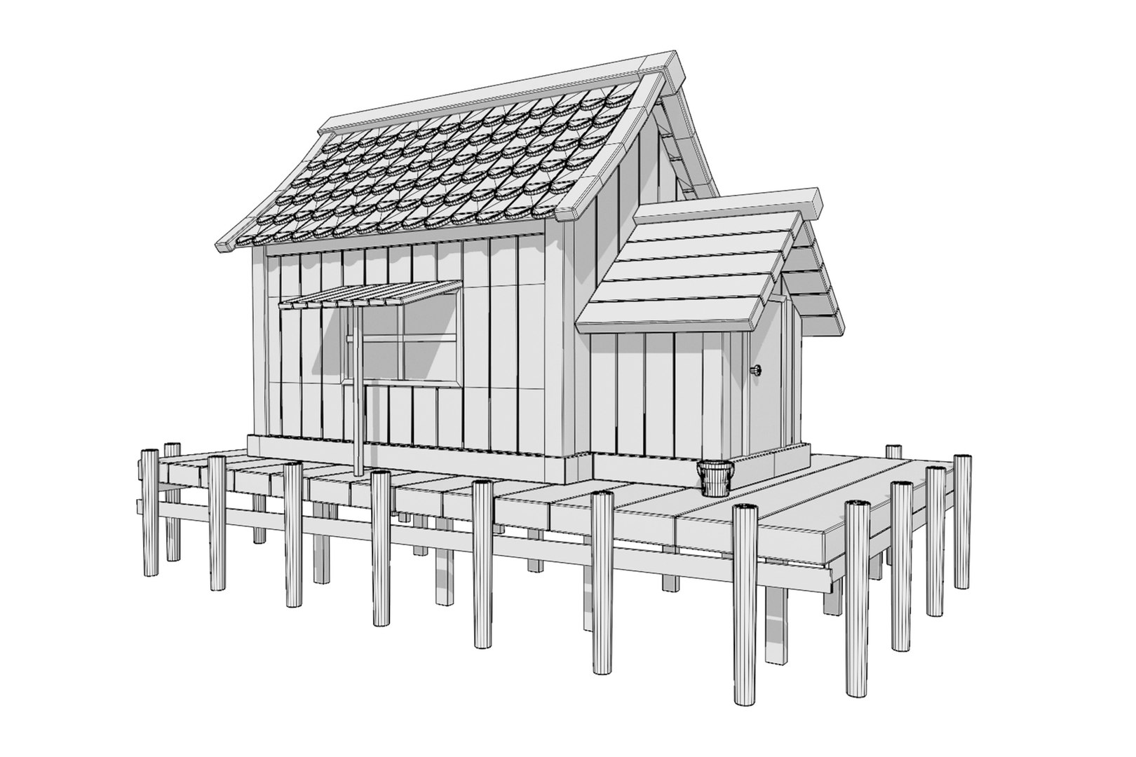 Wooden Fishing House Model - TurboSquid 2245855