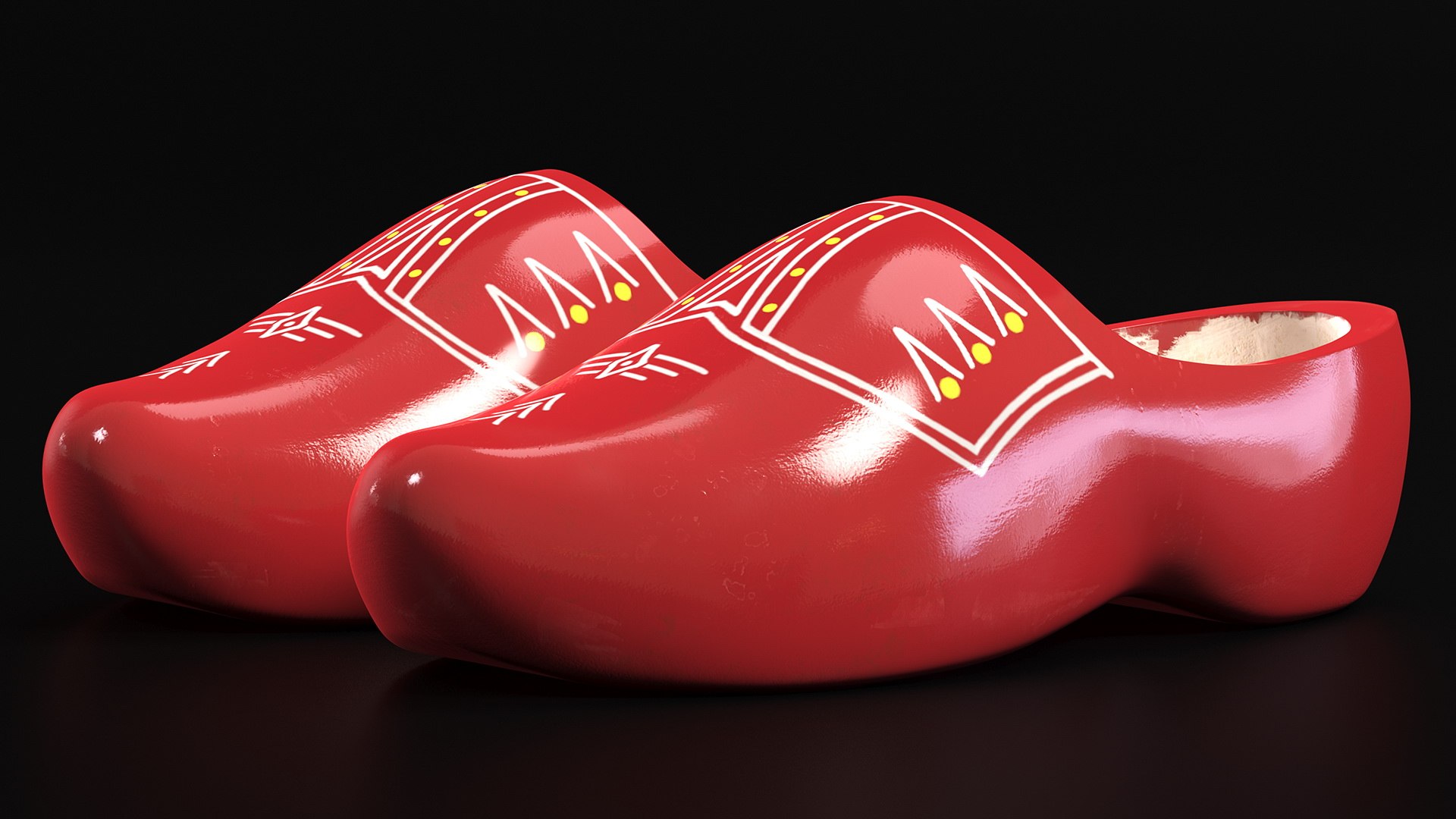 3D Red Dutch Clogs Shoes - TurboSquid 1974339