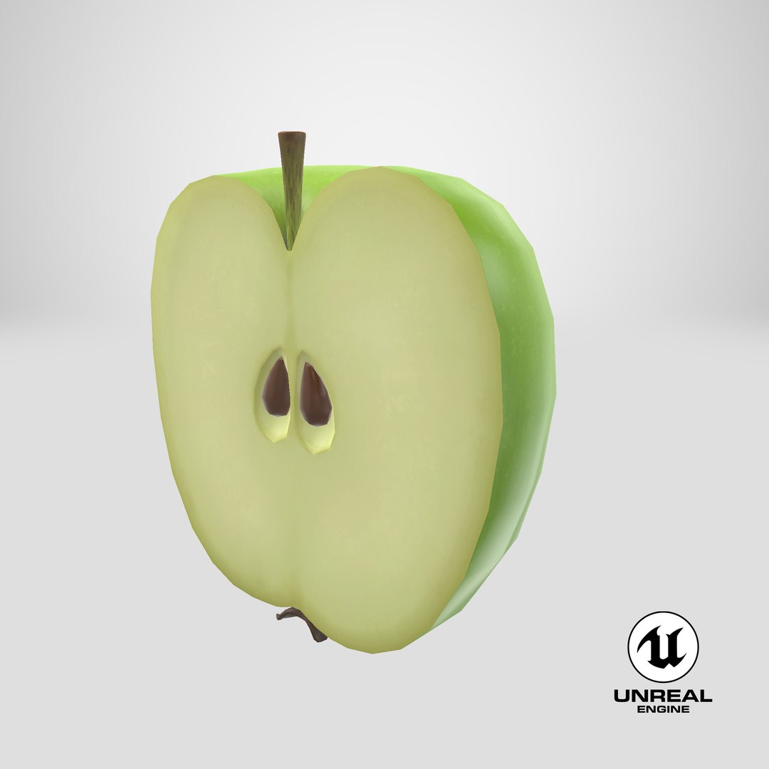 Cartoon Green Apple Half 3D Model - TurboSquid 2086517