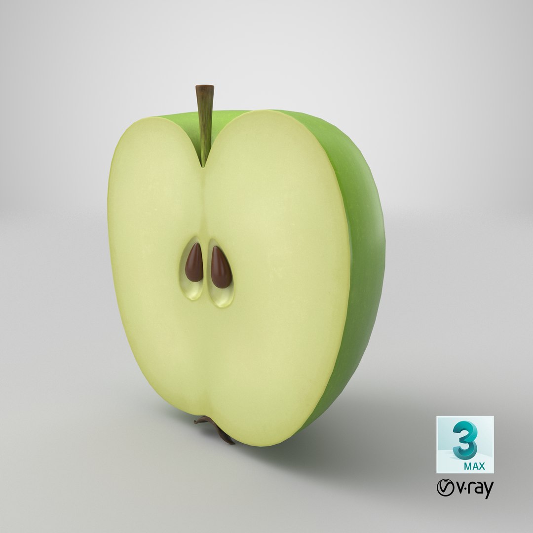 Cartoon Green Apple Half 3D Model - TurboSquid 2086517