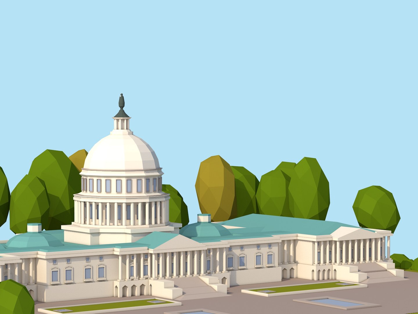 Cartoon United States Capitol Model - TurboSquid 1366572