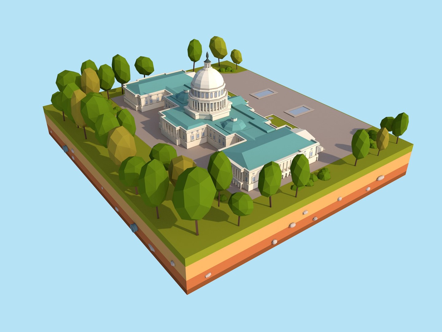Cartoon United States Capitol Model - TurboSquid 1366572