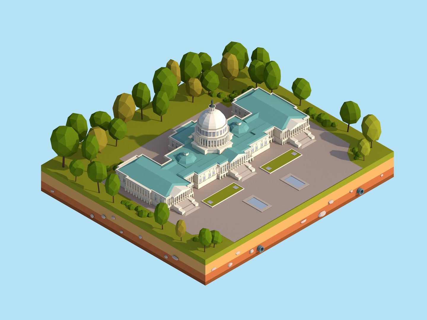 Cartoon United States Capitol Model - TurboSquid 1366572