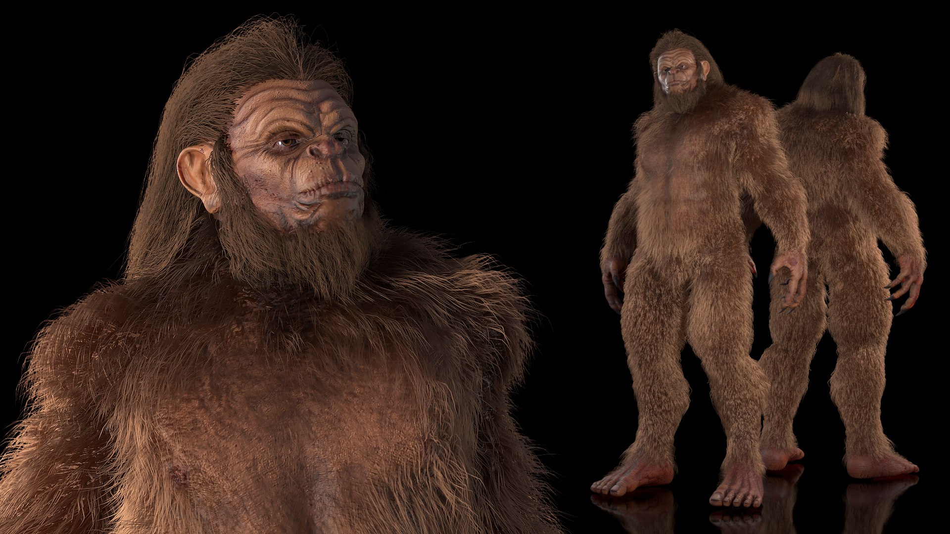 3D Bigfoot Standing Pose Fur - TurboSquid 2007308