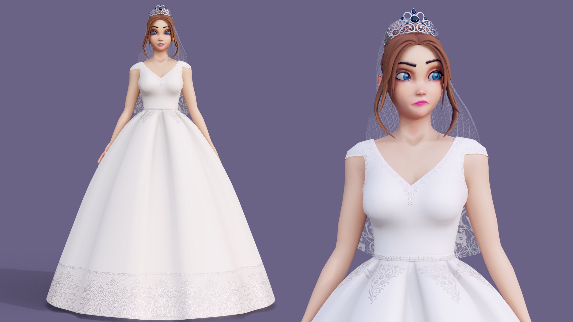 Cartoon Bride Blender Rigged 3D Model - TurboSquid 1859839