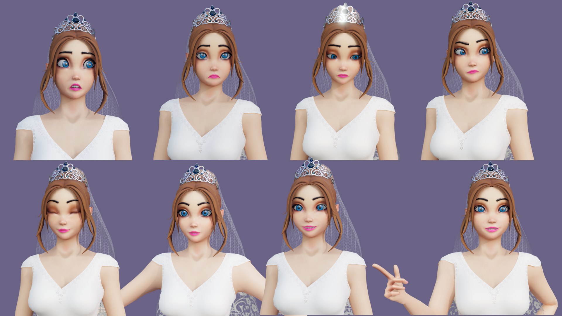 Cartoon Bride Blender Rigged 3D Model - TurboSquid 1859839