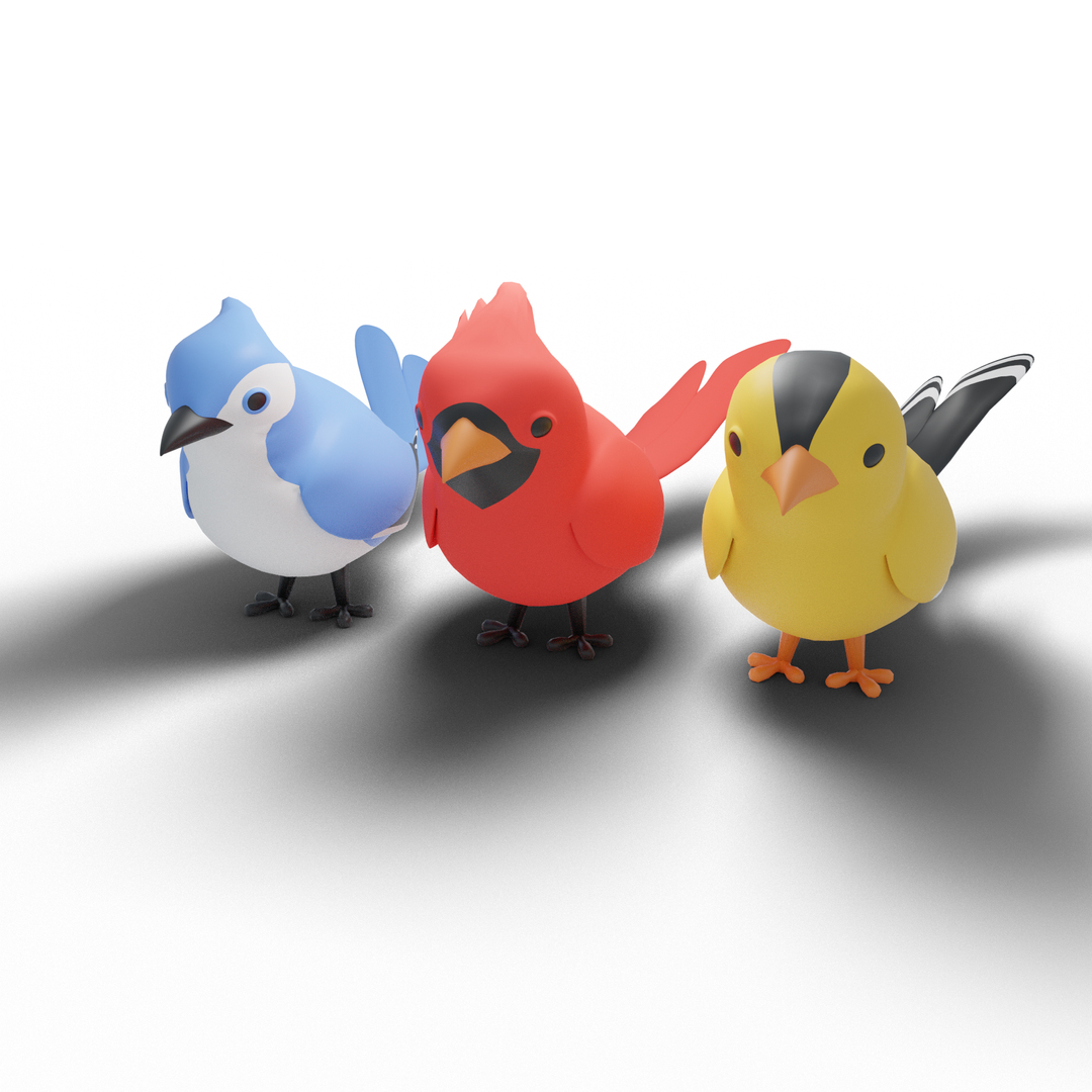 3 Birds Stylized 3d Model 3D Model - TurboSquid 2413069