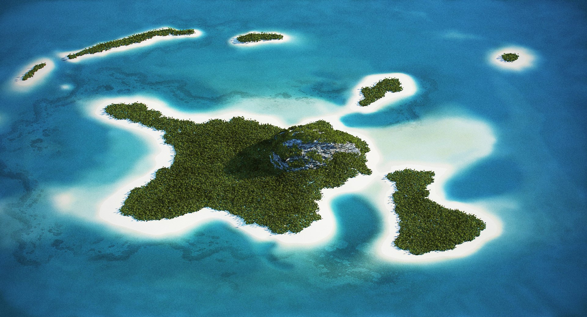 3d Model Tropical Island Mountain Landscape