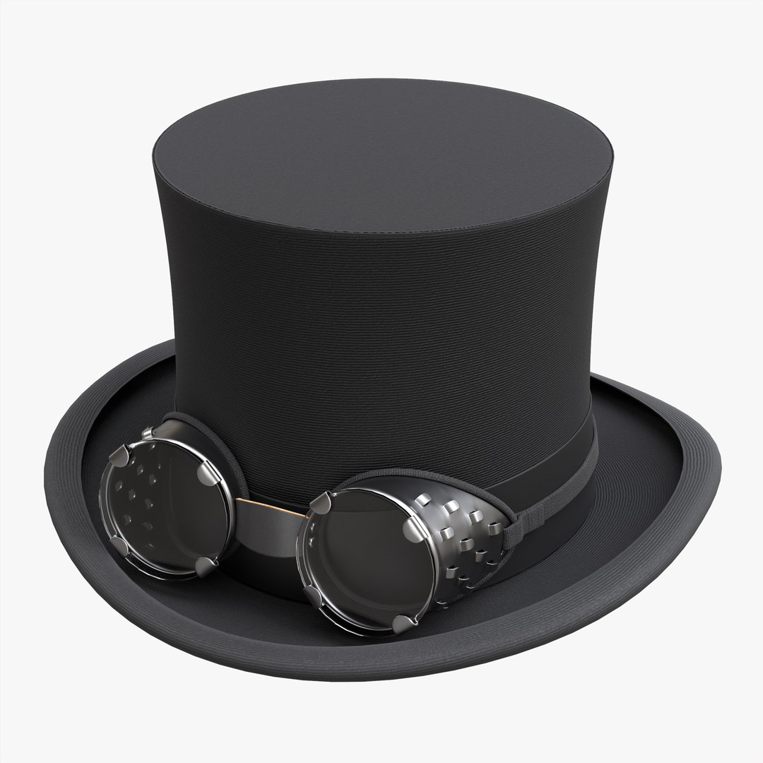 Black Top Hat With Googles 3D Model - TurboSquid 1842771