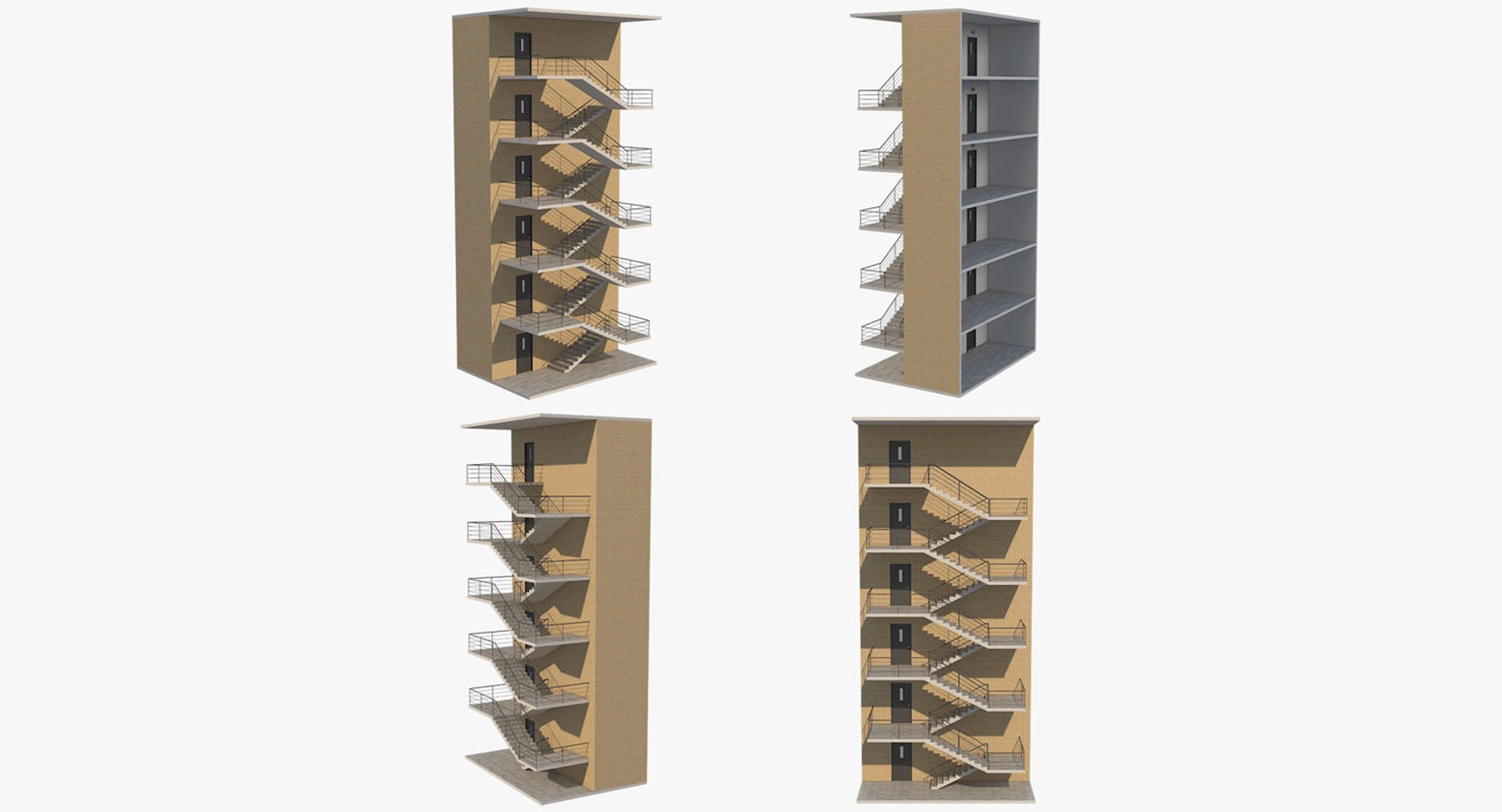 3D Model Emergency Exit Stairs 1 - TurboSquid 1413269