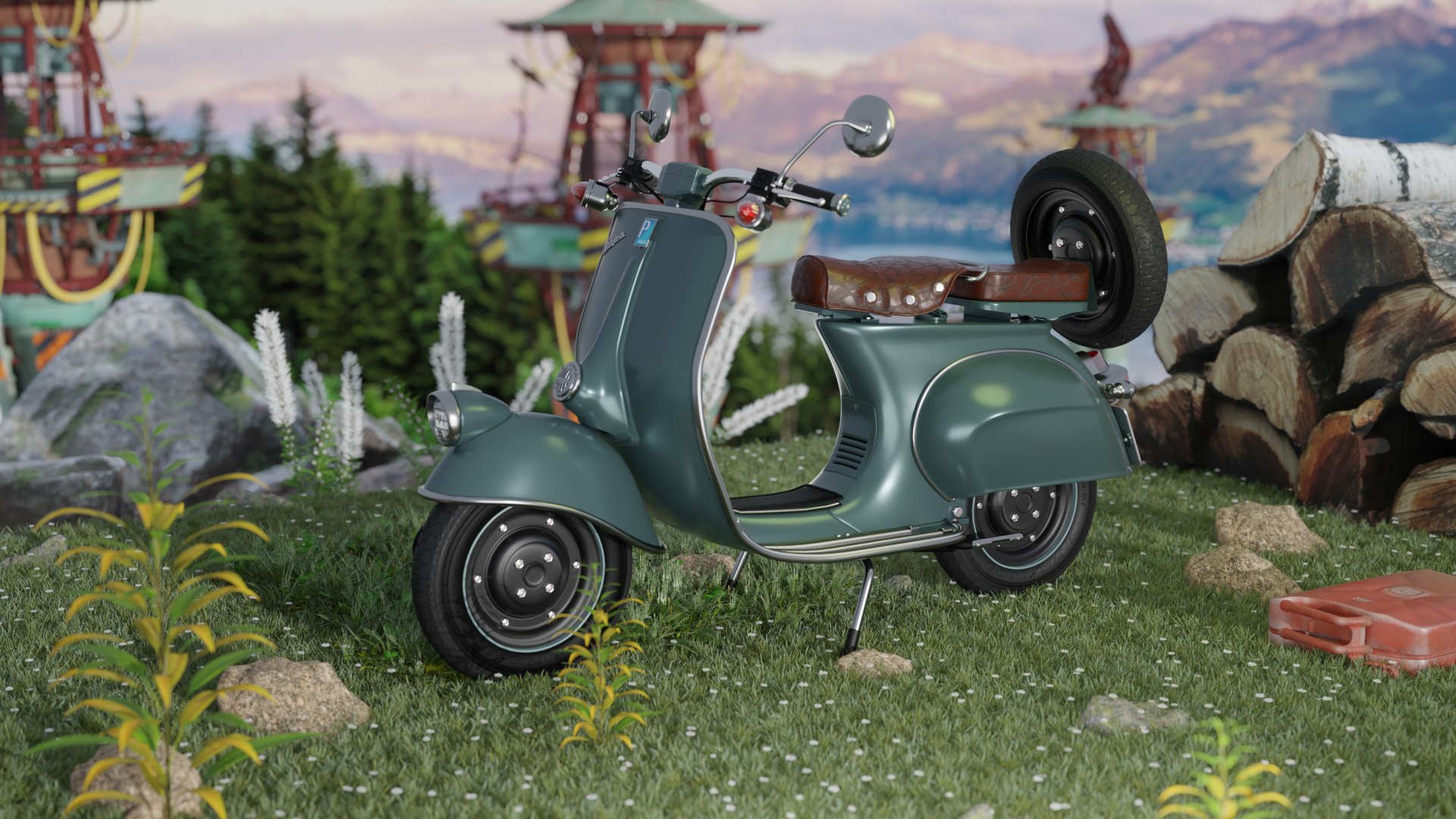Vespa Scooter with blend file with lighting 3D model - TurboSquid 2165734