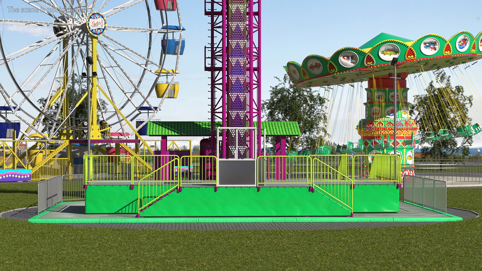 3D Drop Tower Ride - TurboSquid 1872792