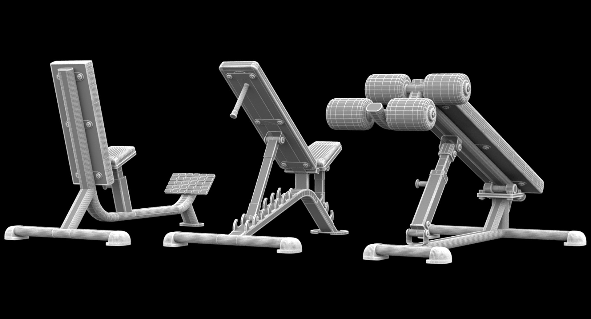 Gym Benches Set 3D Model - TurboSquid 1499240