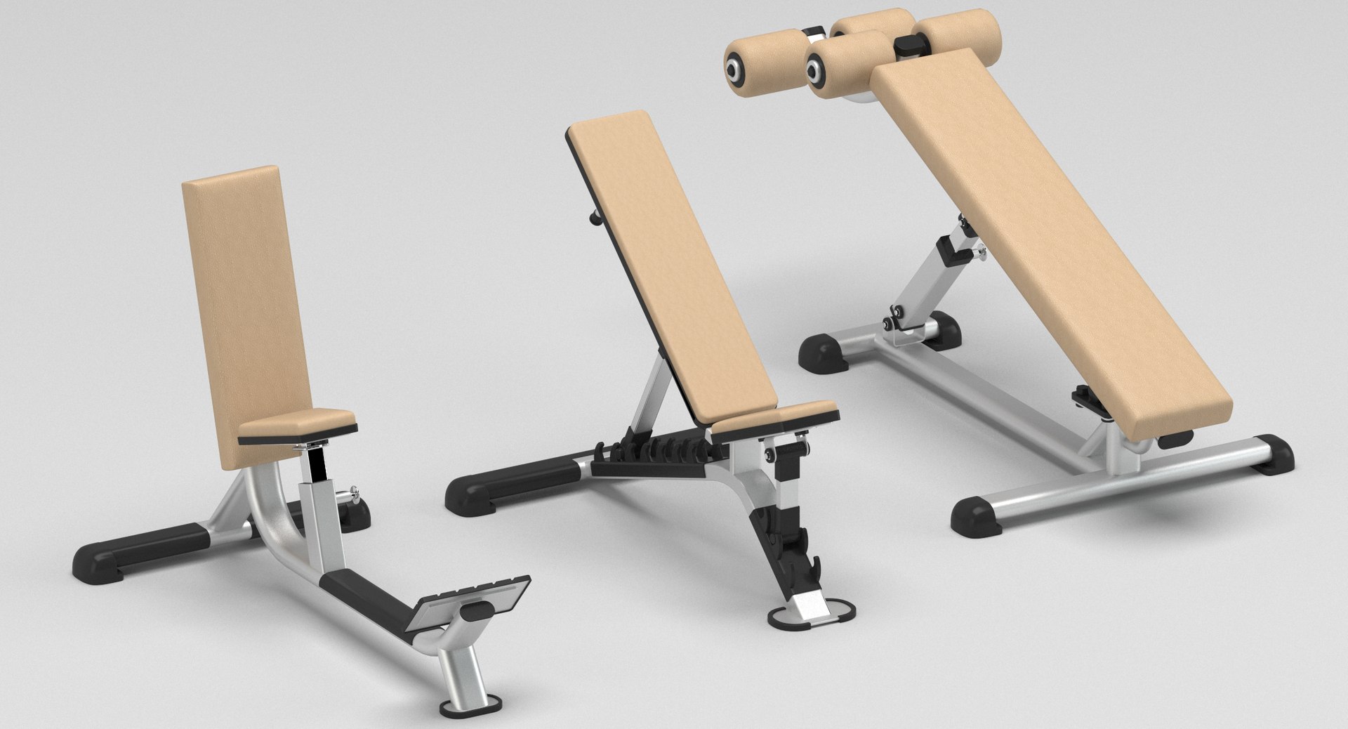 Gym Benches Set 3D Model - TurboSquid 1499240