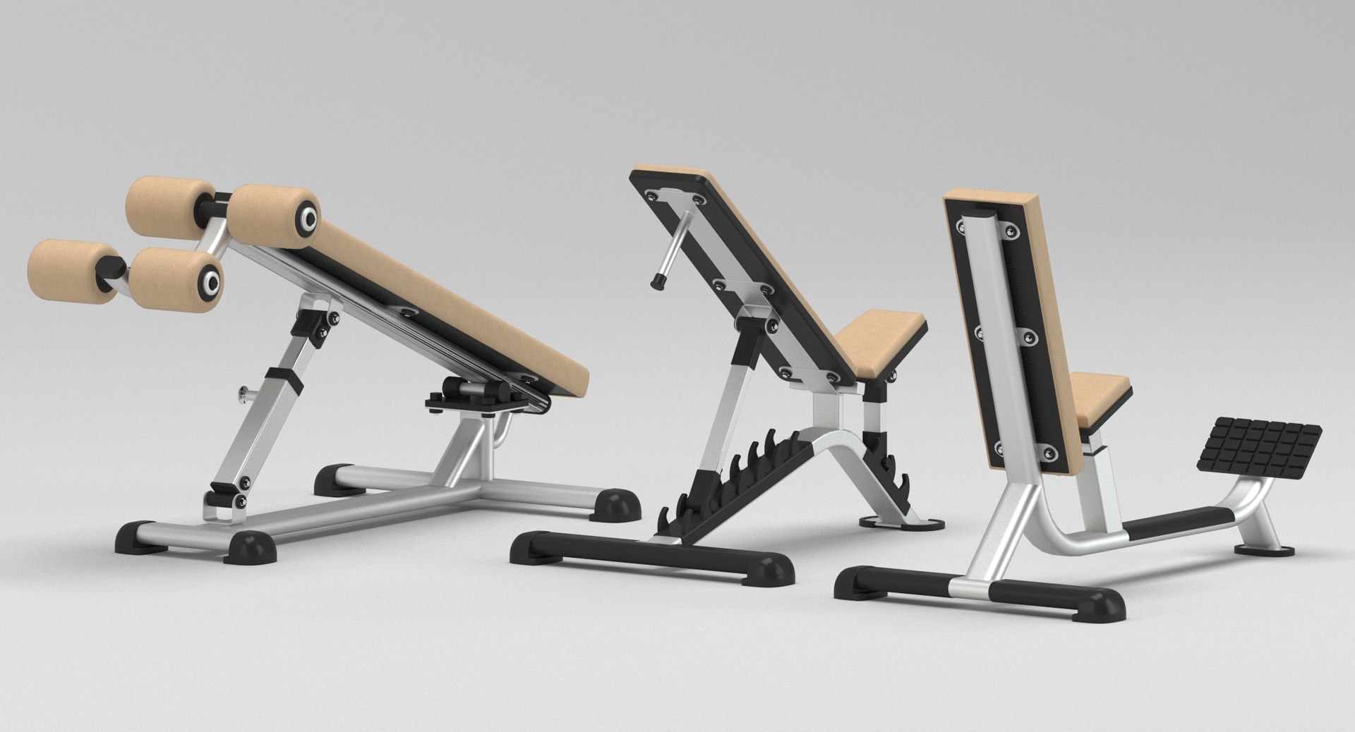 Gym Benches Set 3D Model - TurboSquid 1499240
