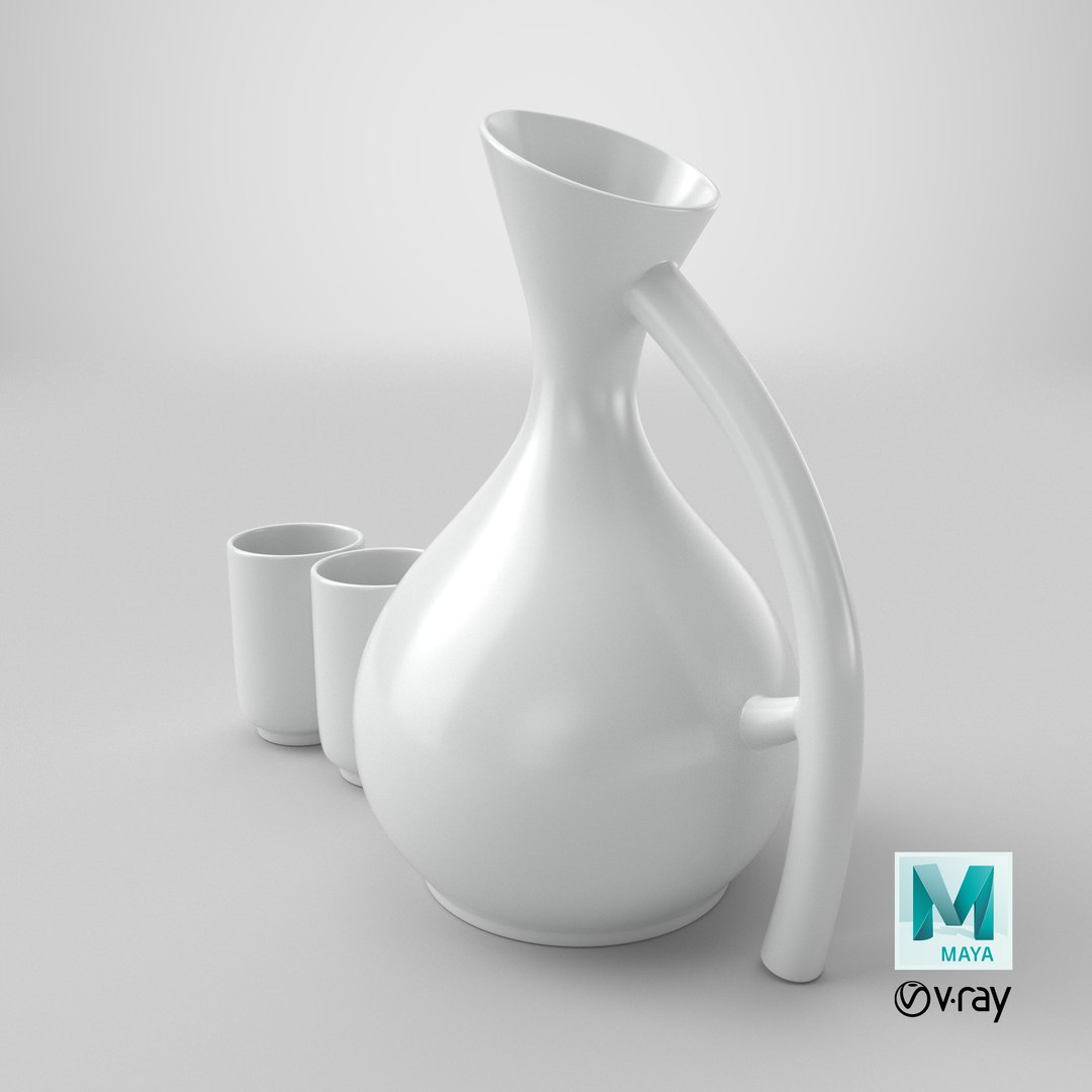 3D Pitcher With Cups PBR Model - TurboSquid 2228183
