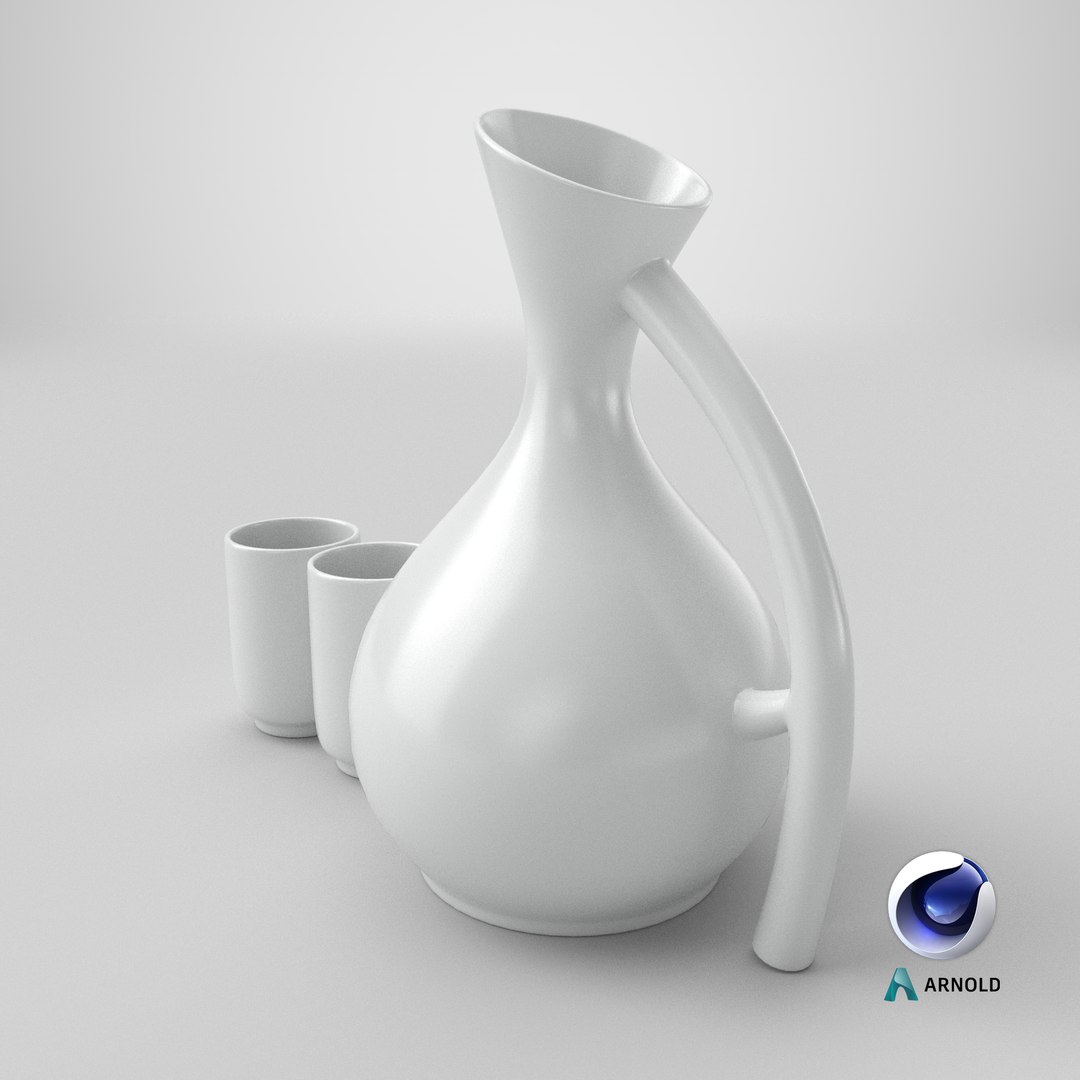 3D Pitcher With Cups PBR Model - TurboSquid 2228183