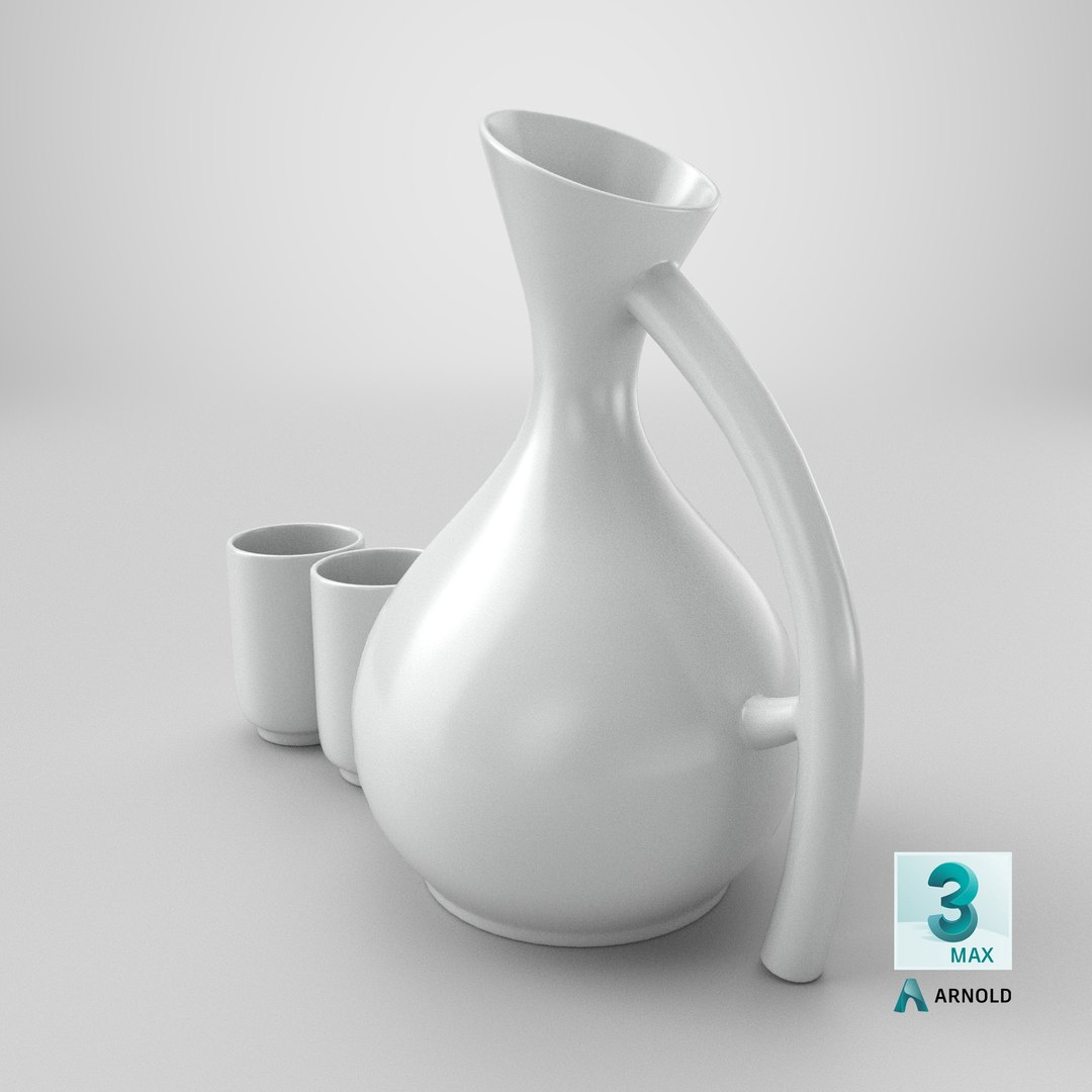 3D Pitcher With Cups PBR Model - TurboSquid 2228183