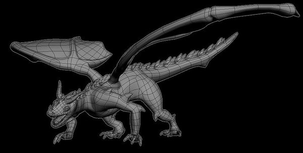 3d dragon flying landing model