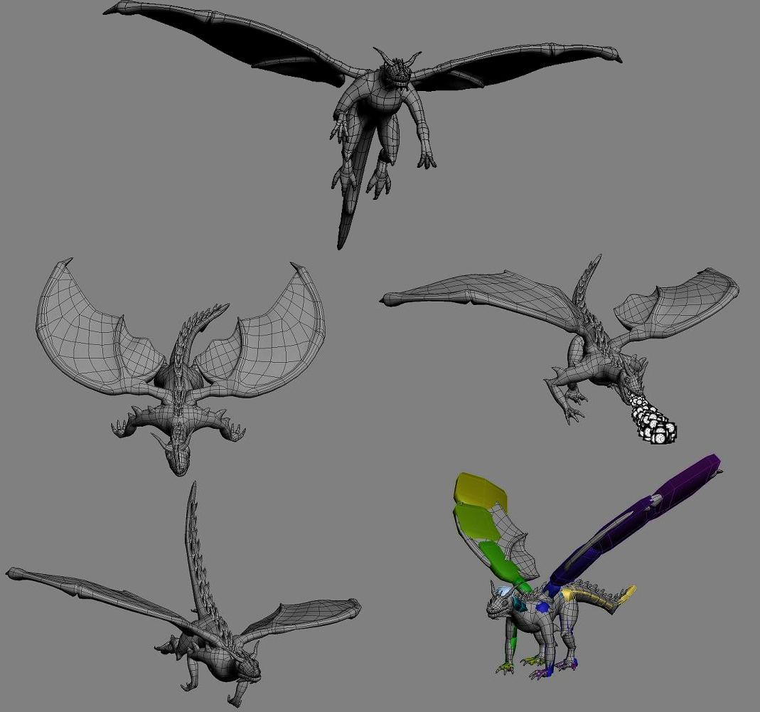3d dragon flying landing model
