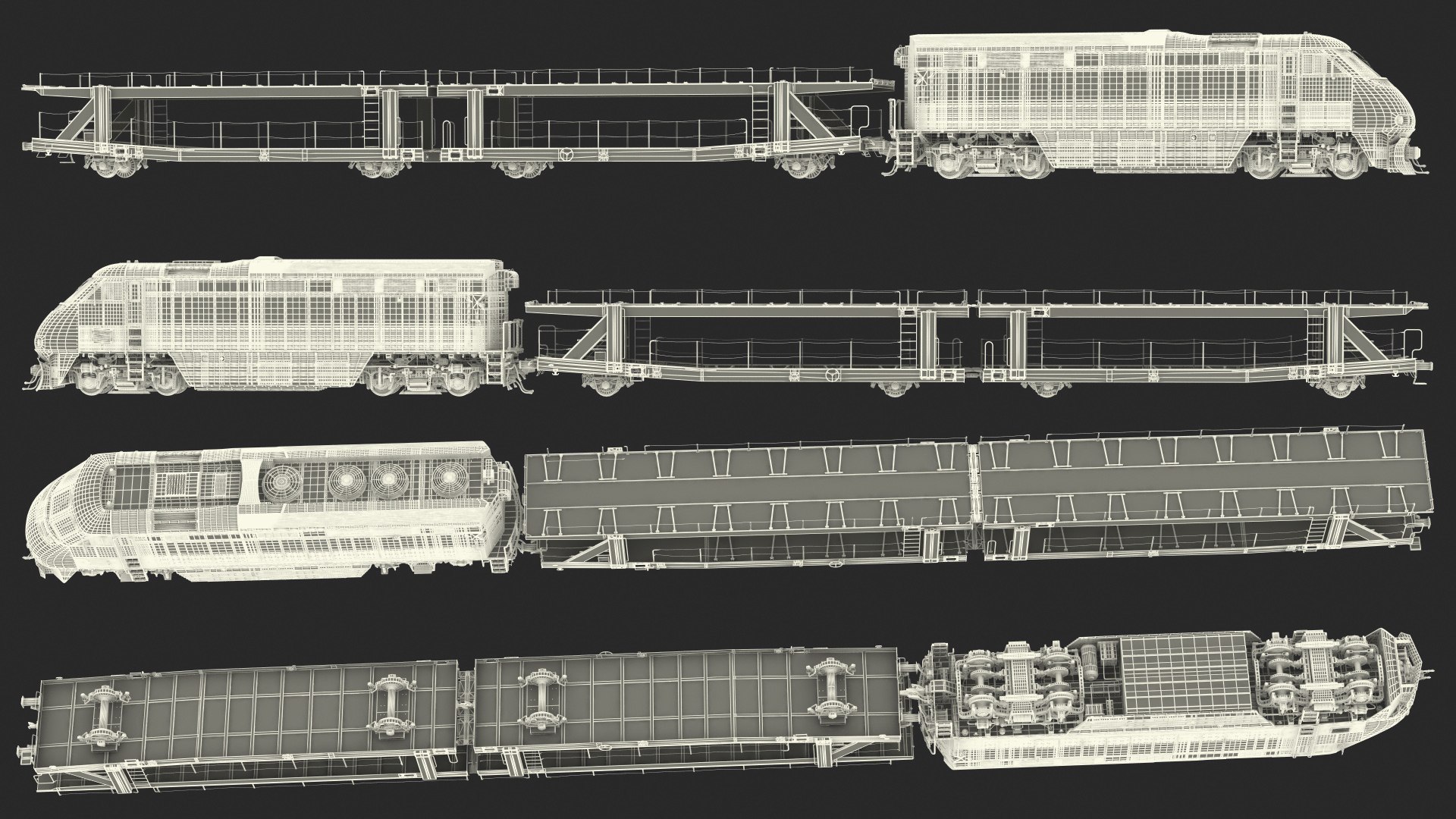 Diesel Electric Locomotive with Autorack Car Transporter 3D ...