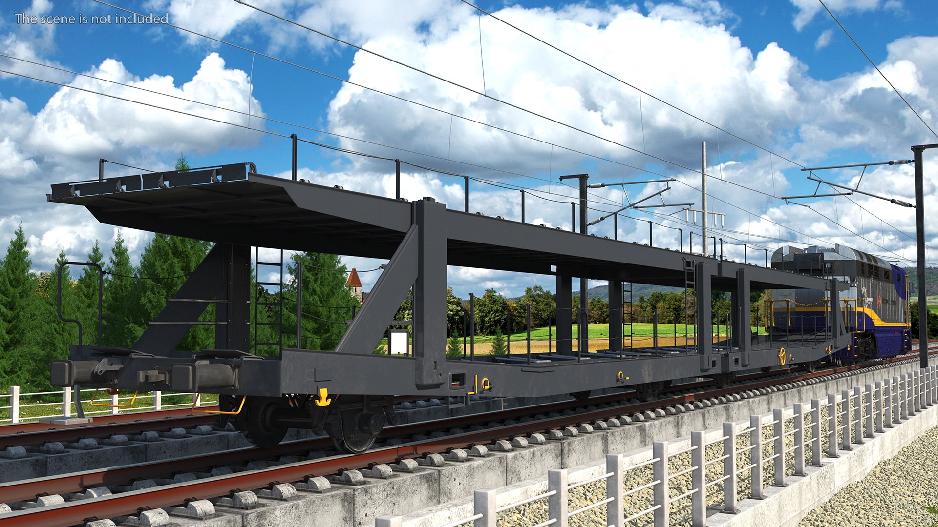 Diesel Electric Locomotive with Autorack Car Transporter 3D ...